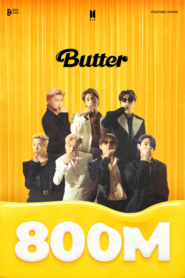 방탄소년단 ‘Butter’ 뮤비 8억뷰 돌파, 통산 8번째 8억뷰 - 손에 잡히는 뉴스 눈에 보이는 뉴스 - 뉴스엔